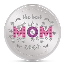 Best Mom Ever Silver Coin - Kundan